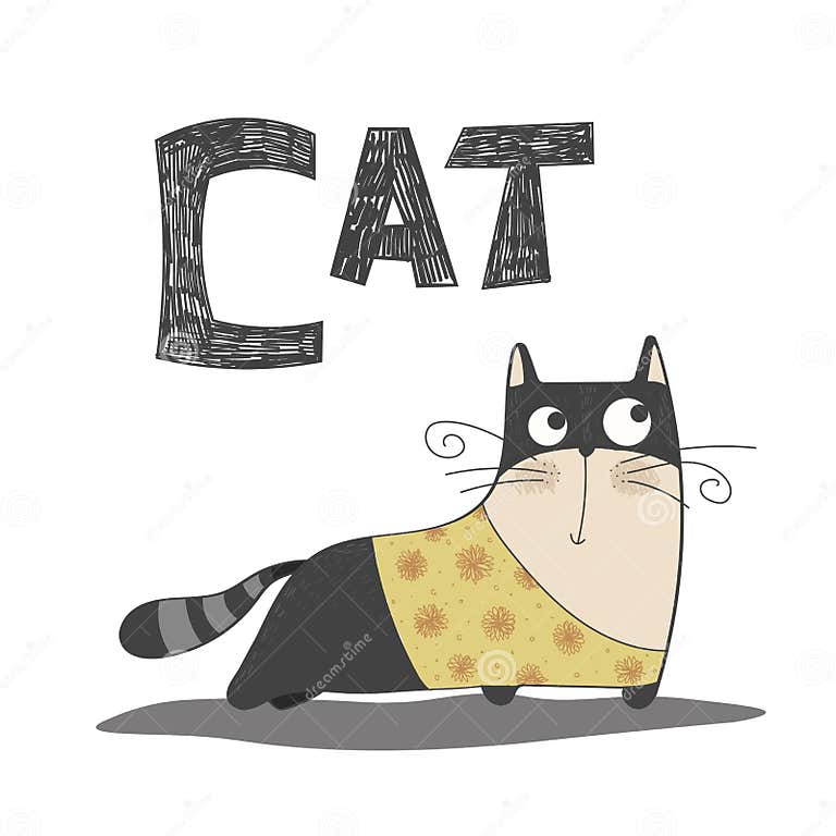 Cute Vector Alphabet. Letter C - Cat Stock Illustration - Illustration ...