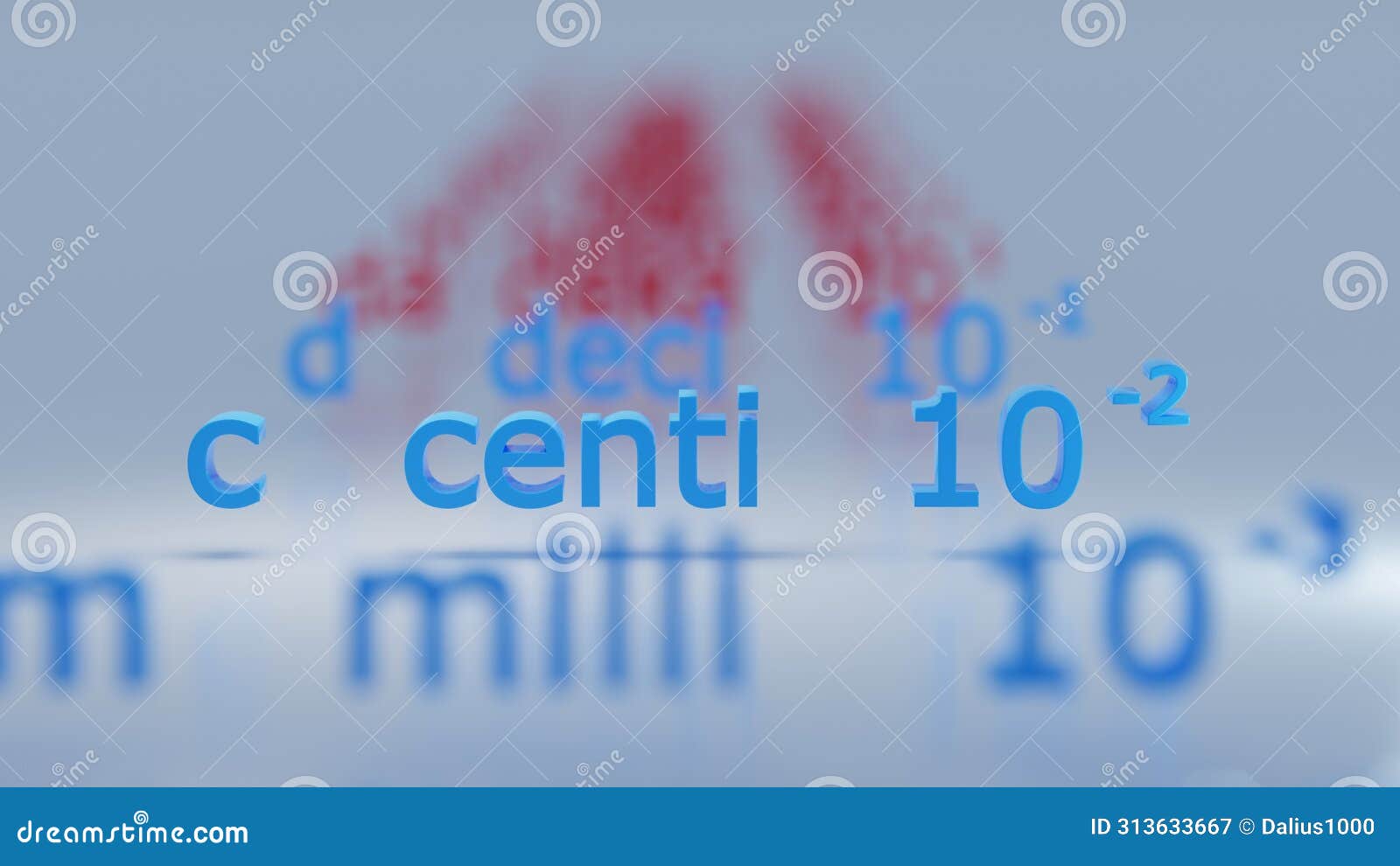 C Centi 10 -2 Metric Prefixes Numbers - 3D Render Illustration - White ...