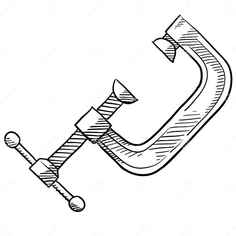 C Clamp tool sketch stock vector. Illustration of doodle - 22526111