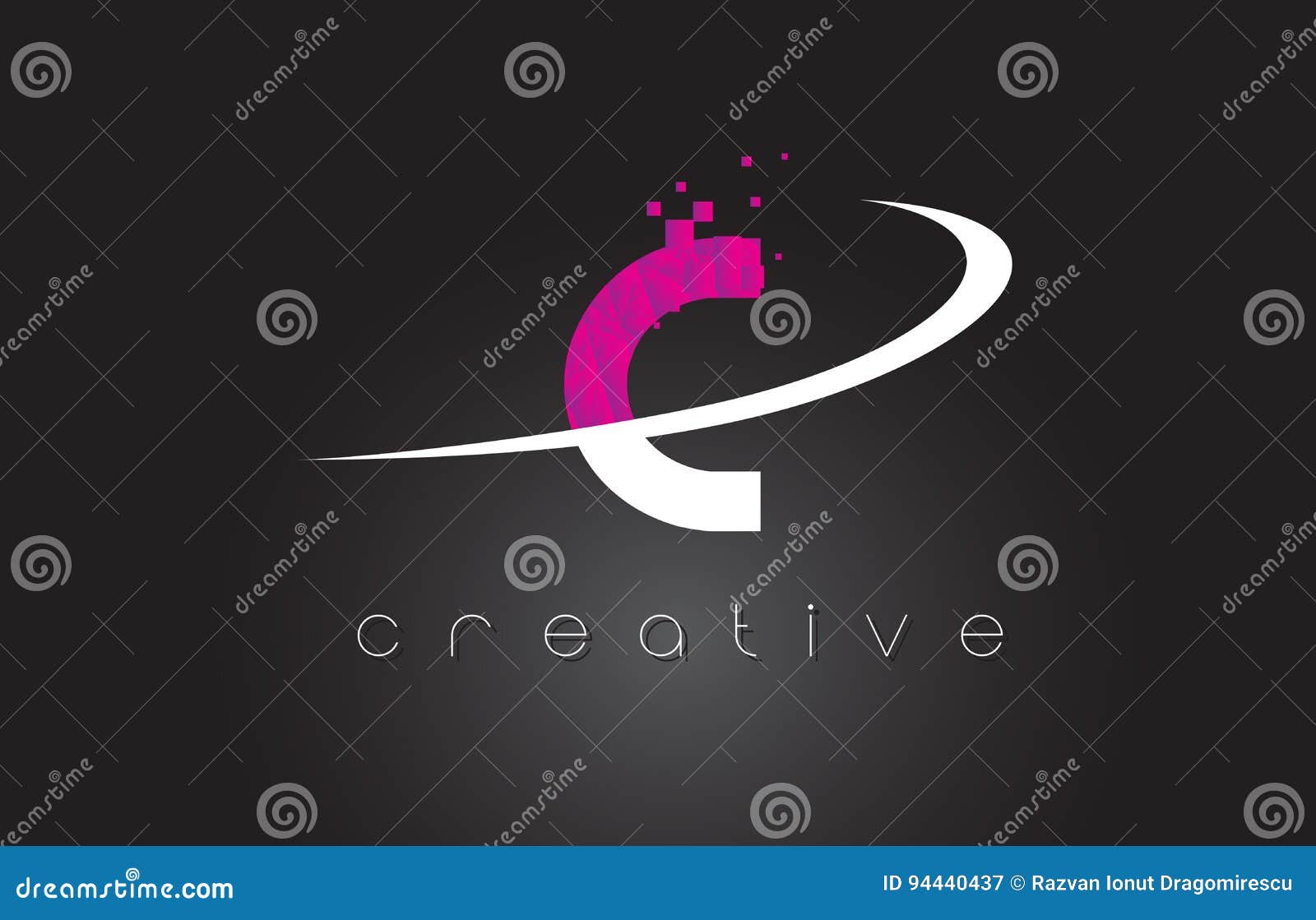 C Creative Letters Design with White Pink Colors Stock Vector ...
