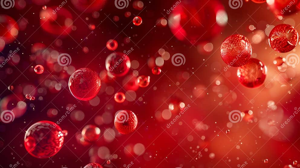 C4d Rendering Featuring Intricate Red Cells and Bubbles Illuminated ...