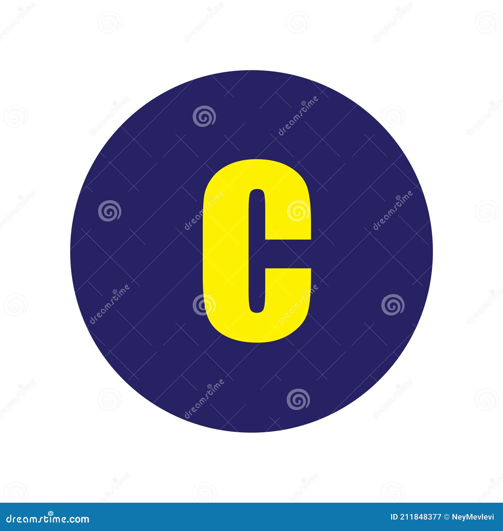 Letter C with Yellow Impact Font in Dark Blue Circle Stock Vector ...
