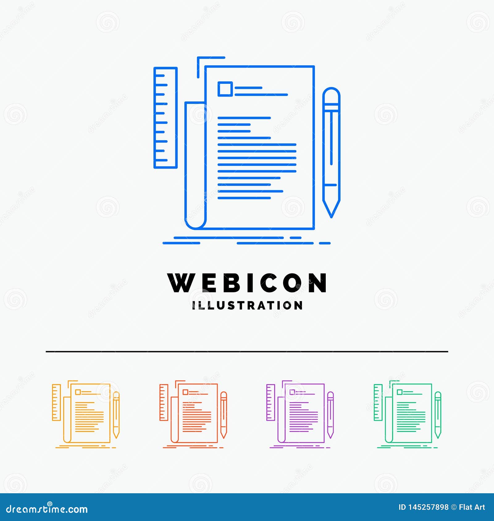 Code Coding File Programming Script 5 Color Line Web Icon Template Isolated On White Vector