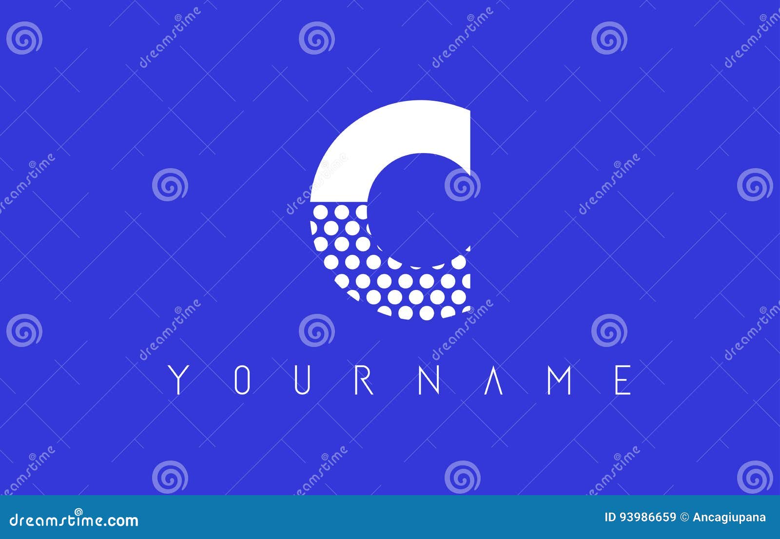 C Dotted Letter Logo Design with Blue Background. Stock Illustration ...