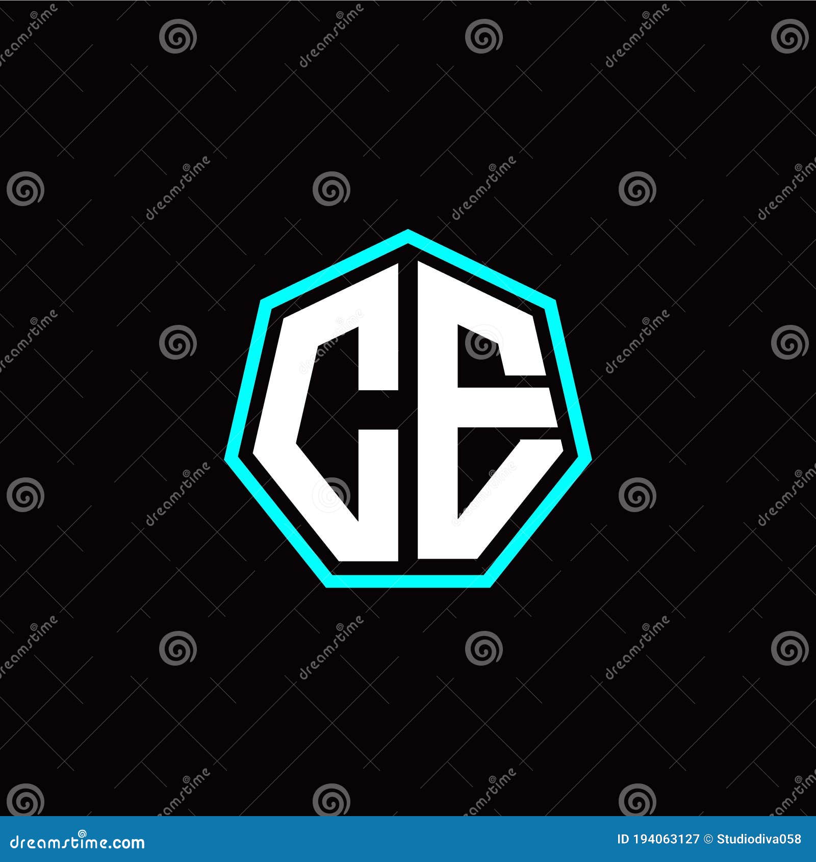 C E Initials Modern Polygon Logo Template Stock Vector - Illustration ...