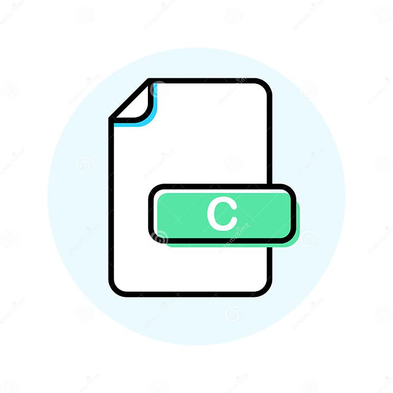C File Format, Extension Color Line Icon Stock Vector - Illustration of ...