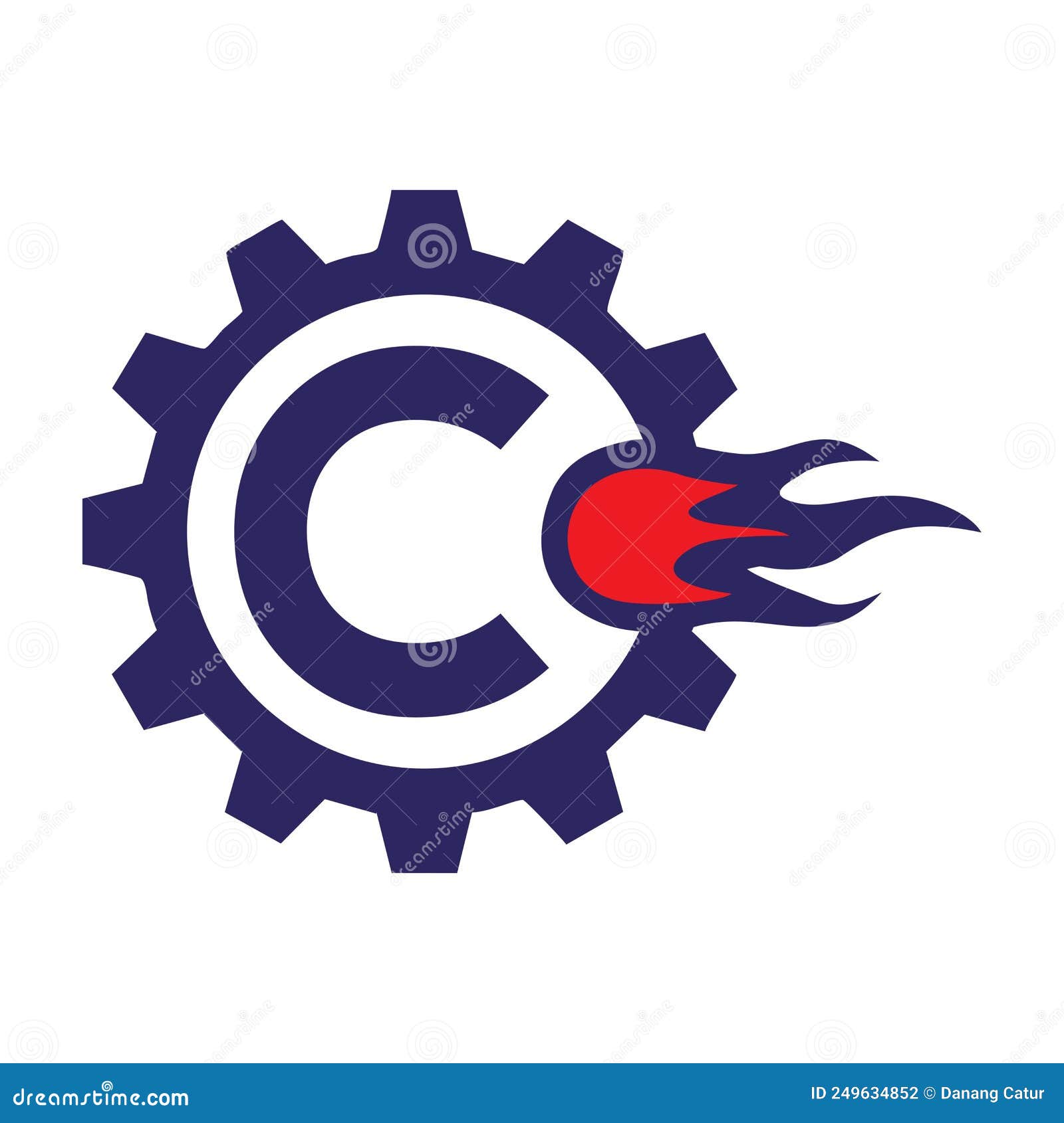 C gear fire vector logo stock vector. Illustration of blue - 249634852