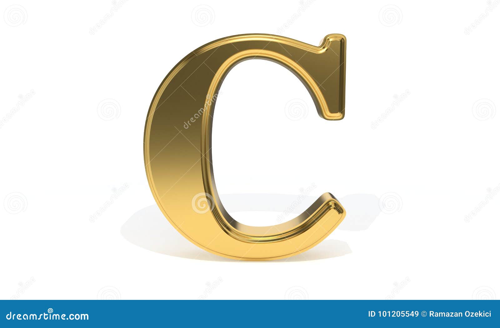 C Gold Colored Alphabet, 3d Rendering Stock Illustration - Illustration ...