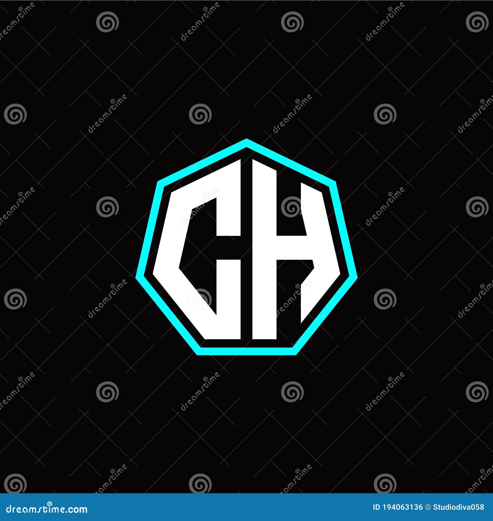C H Initials Modern Polygon Logo Template Stock Vector - Illustration ...