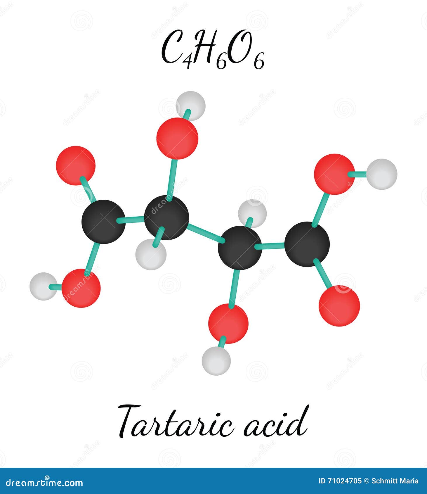 C4H6O6 Tartaric Acid Molecule Stock Illustration - Illustration of ...