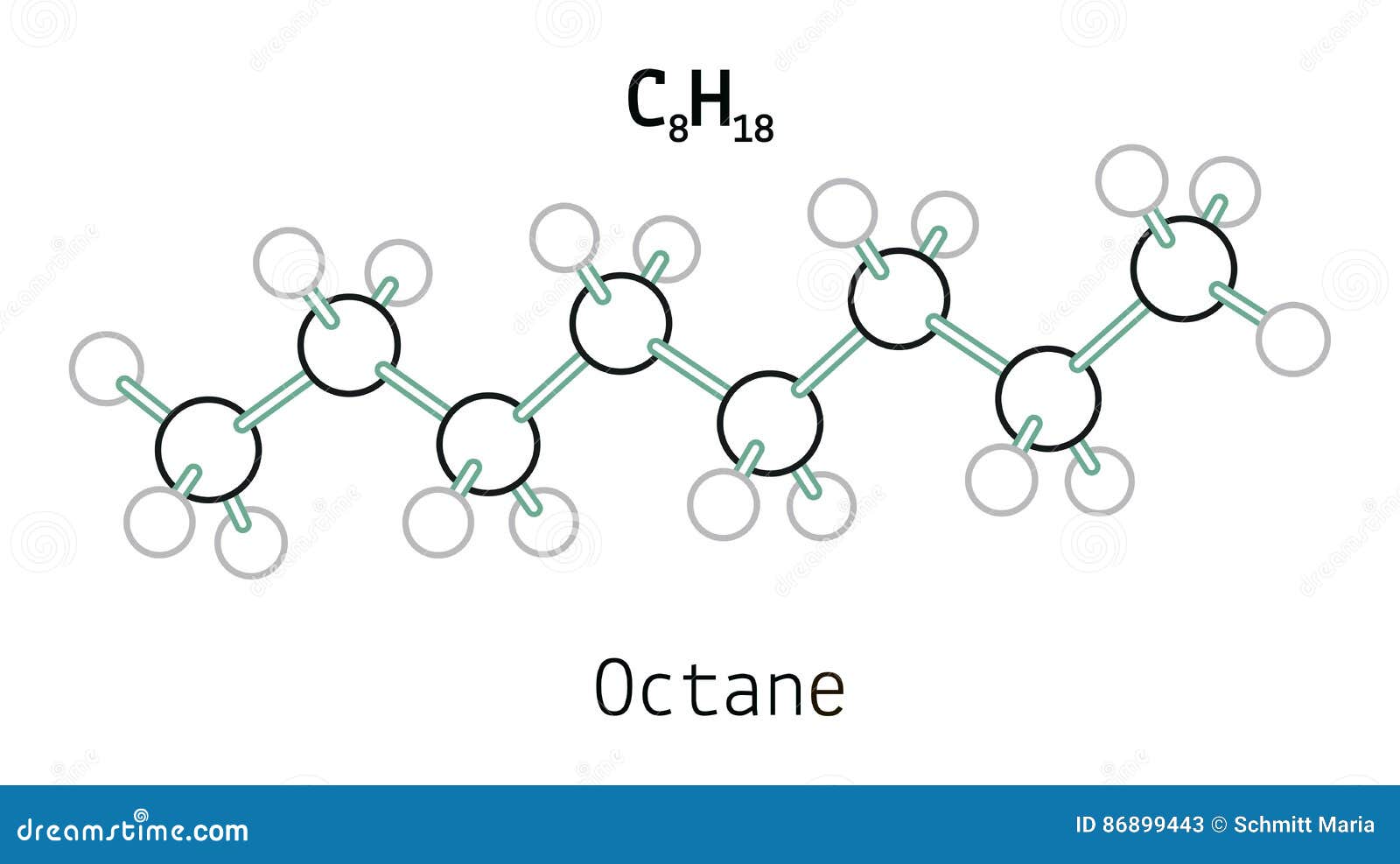 C8H18 octane molecule stock vector. Illustration of structure - 86899443