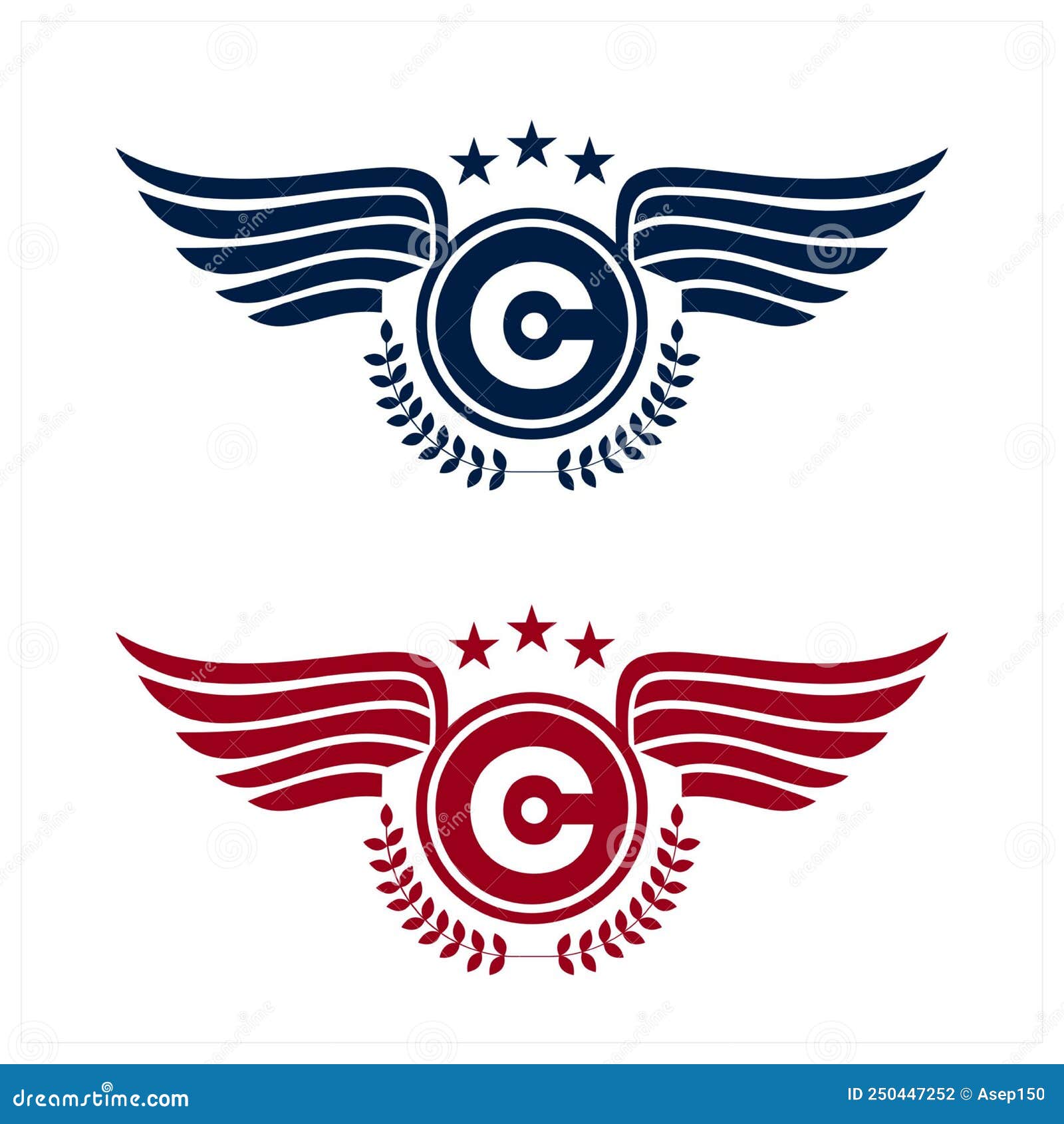 C Initials Logo in Badge Star Wing Shape Stock Vector - Illustration of ...