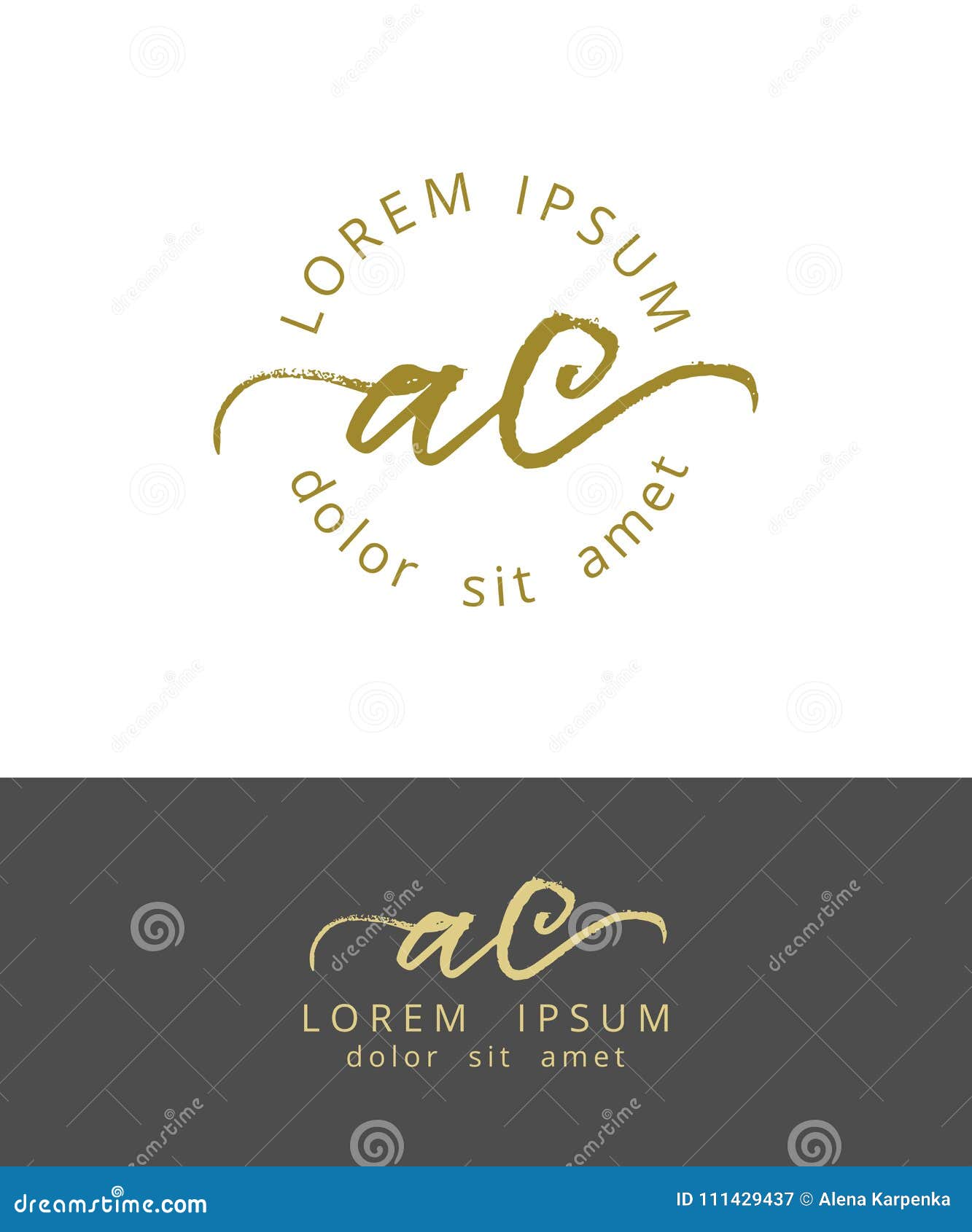 A C. Initials Monogram Logo Design. Dry Brush Calligraphy Artwork Stock ...