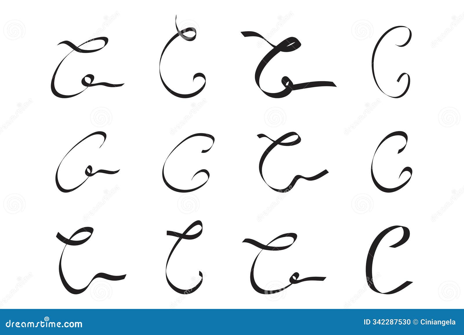 C Letter Alphabet Initial Cursive Hand Written Set for Logo Brand Stock ...