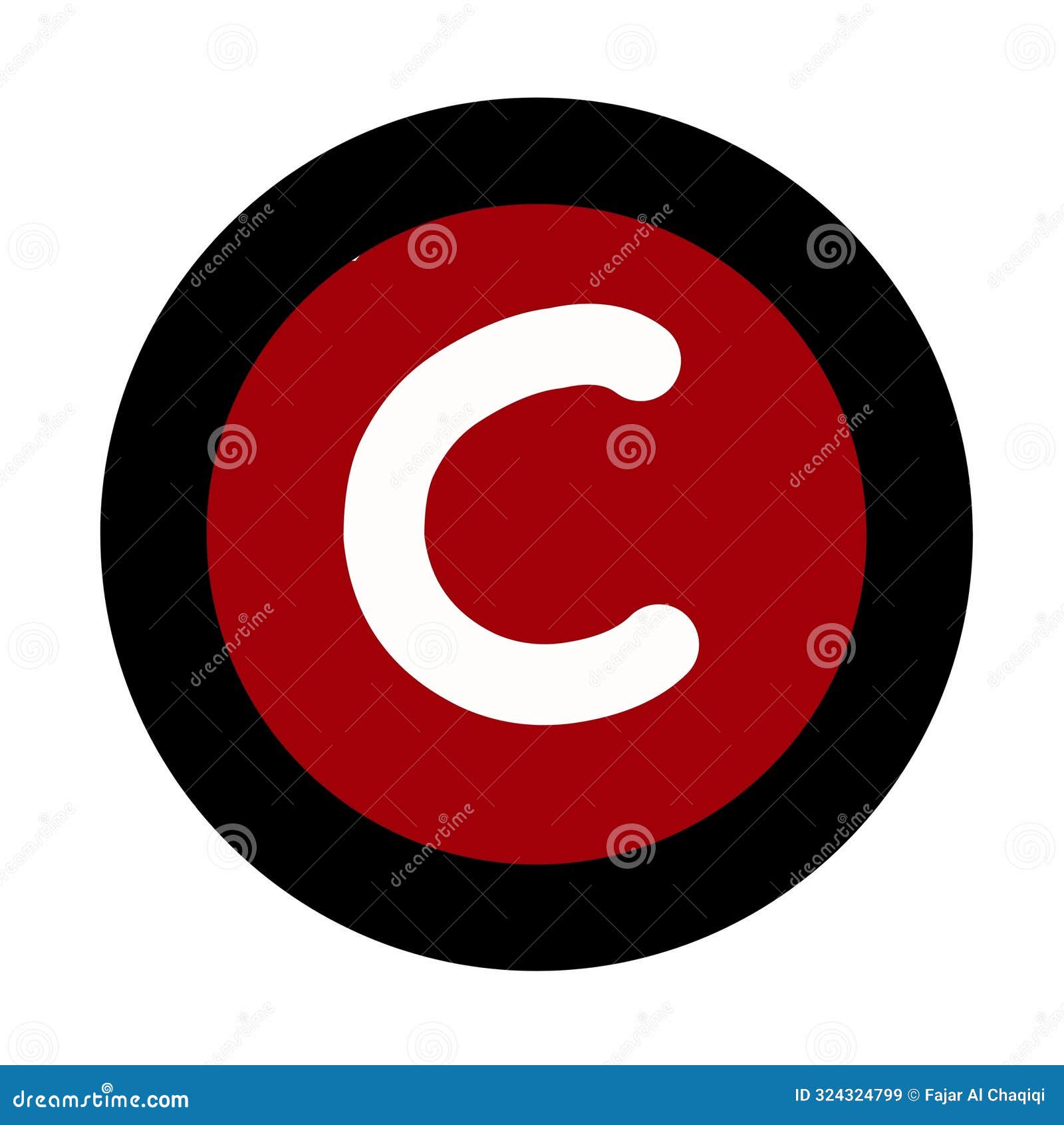 C Letter with Circle Round Black and Red Stock Illustration ...