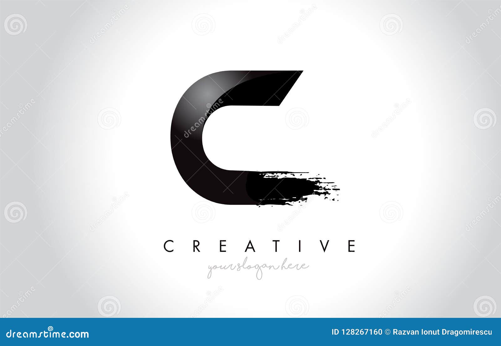 C Letter Design with Brush Stroke and Modern 3D Look. Stock Vector ...