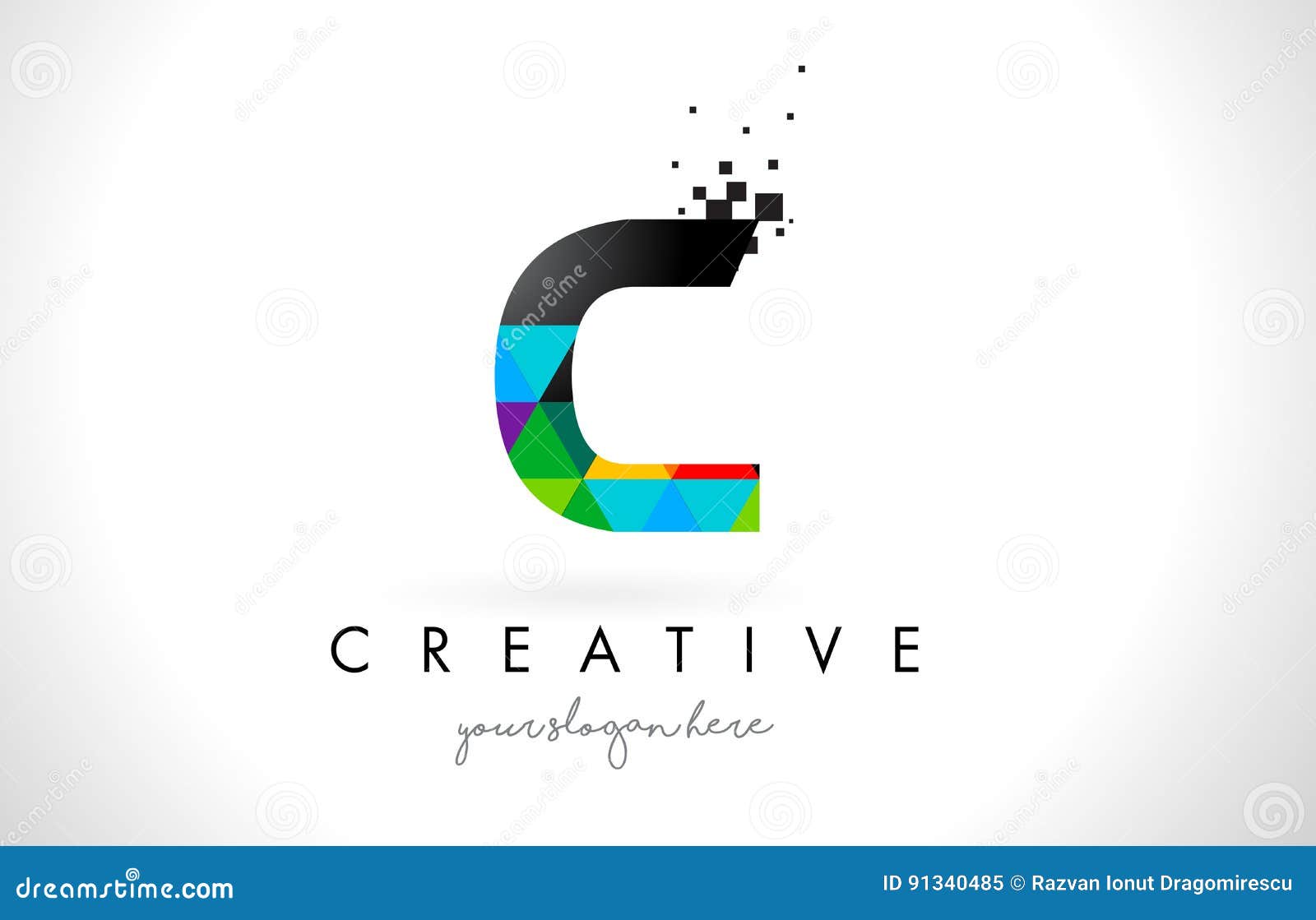 C Letter Logo with Colorful Triangles Texture Design Vector. Stock ...