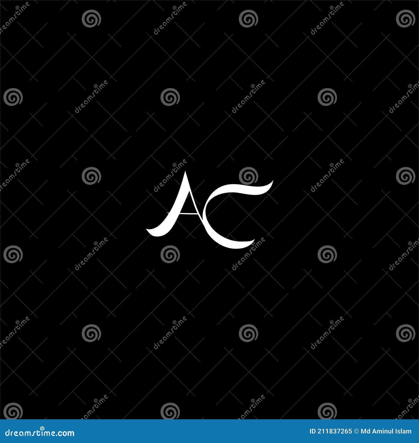 A C Letter Logo Creative Design on Black Color Background.ac Stock ...