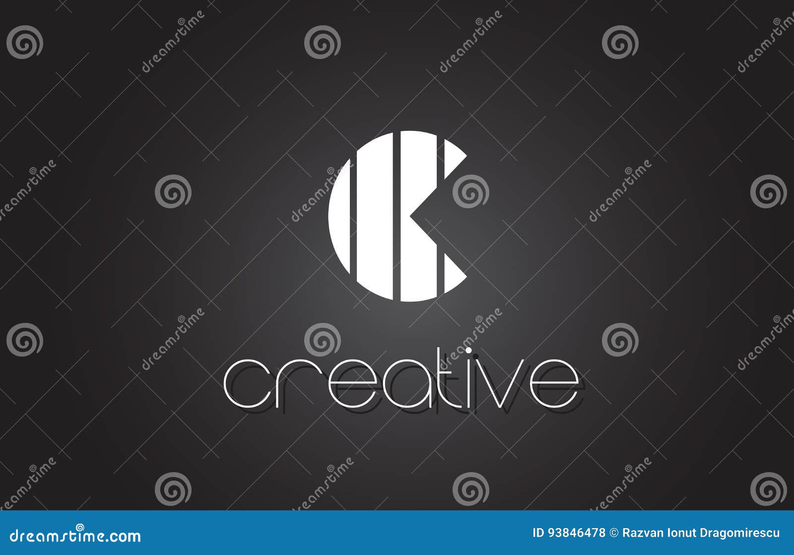 C Letter Logo Design with White and Black Lines. Stock Vector ...