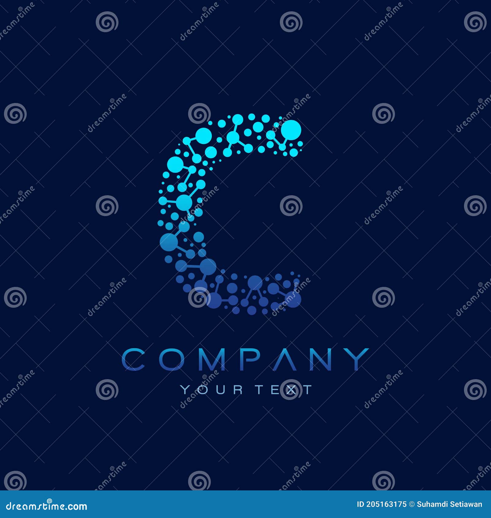 C Letter Logo Science Technology. Connected Dots Design Vector Stock ...