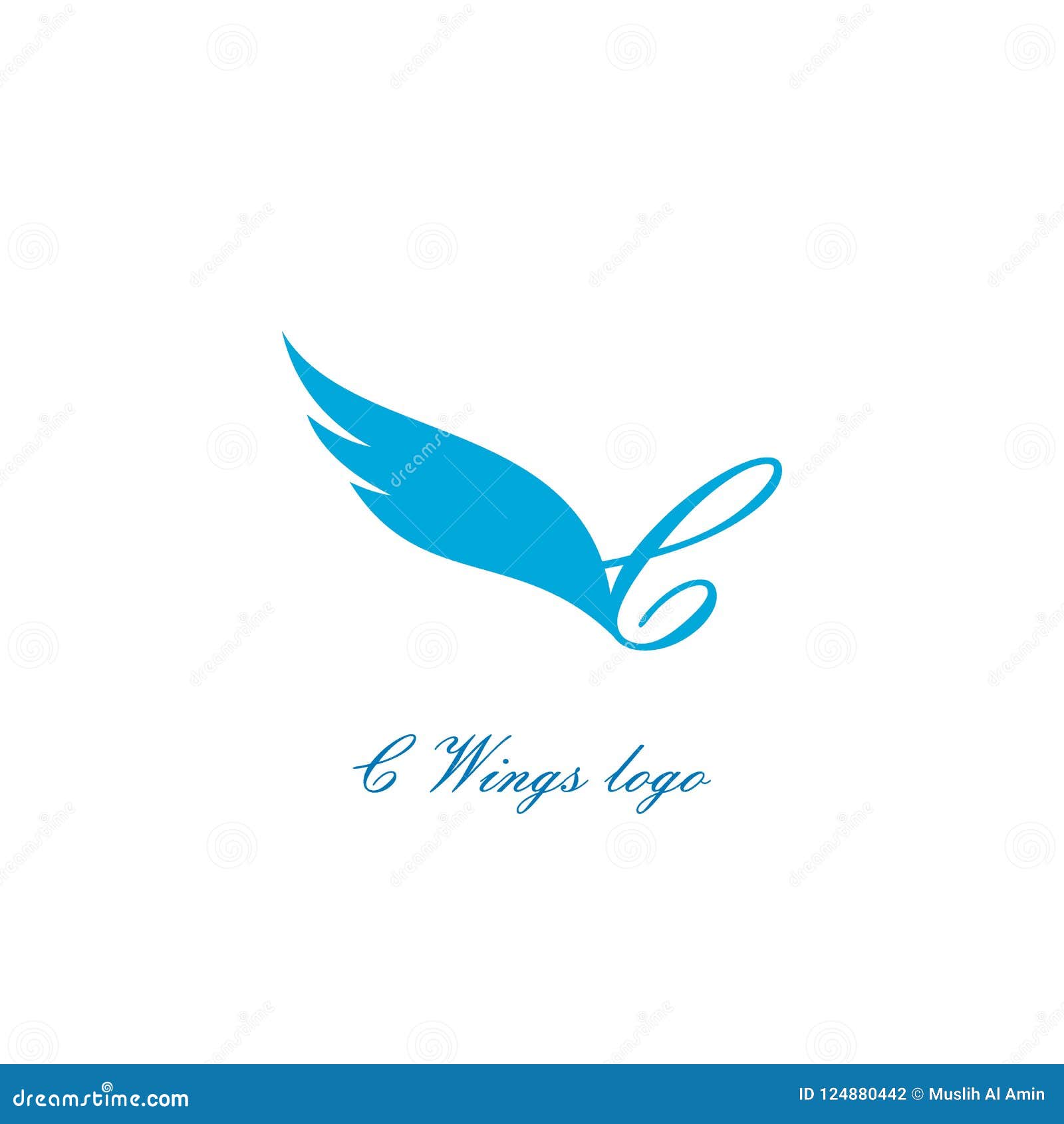 C letter logo with wings. stock vector. Illustration of idea - 124880442