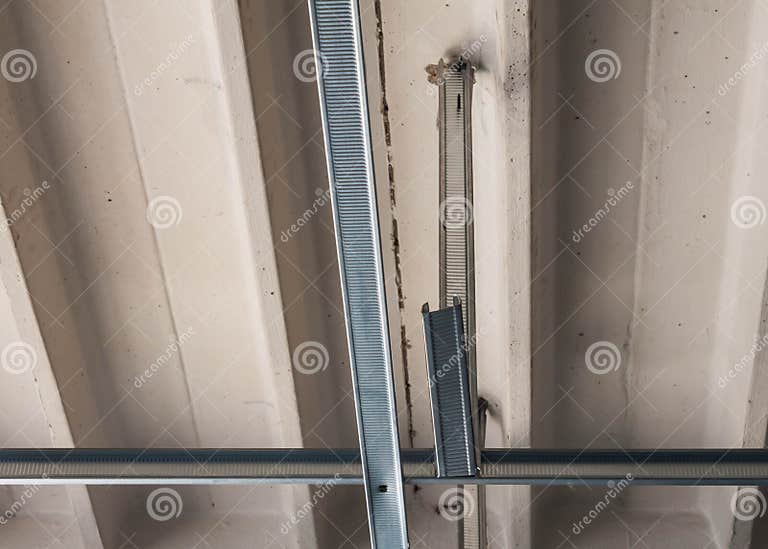 C-line Aluminum Ceiling Structure Work Stock Image - Image of metal ...