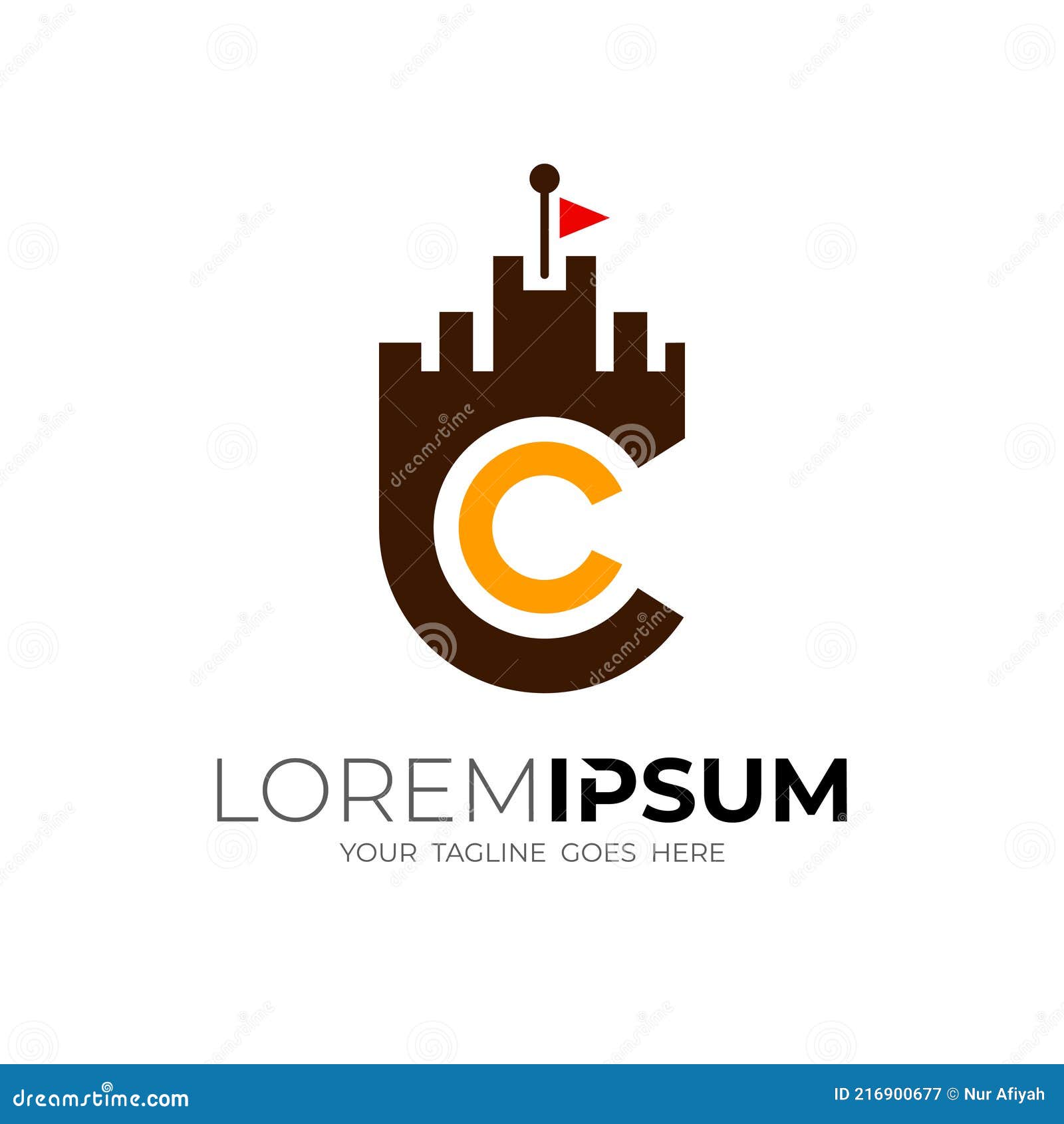 C Logo and Castle Design Combination, Simple Flat Logo Stock Vector ...