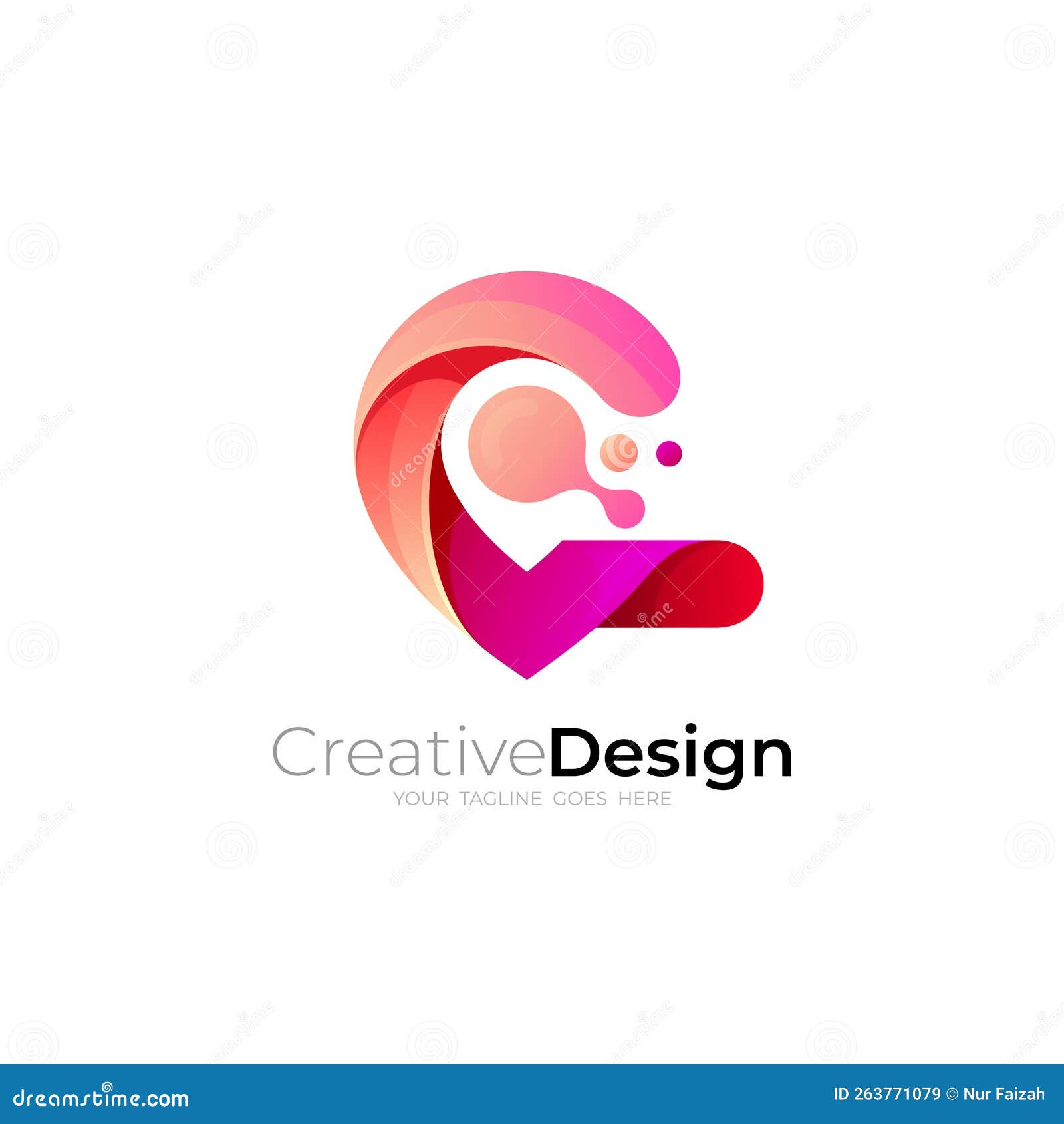 C Logo And Location Design Combination, Red Color Logos Cartoon Vector ...