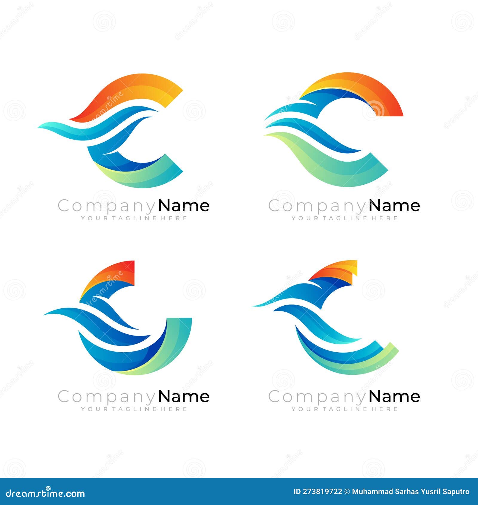 C Logo and Water Wave Design Combination, 3d Stock Vector ...