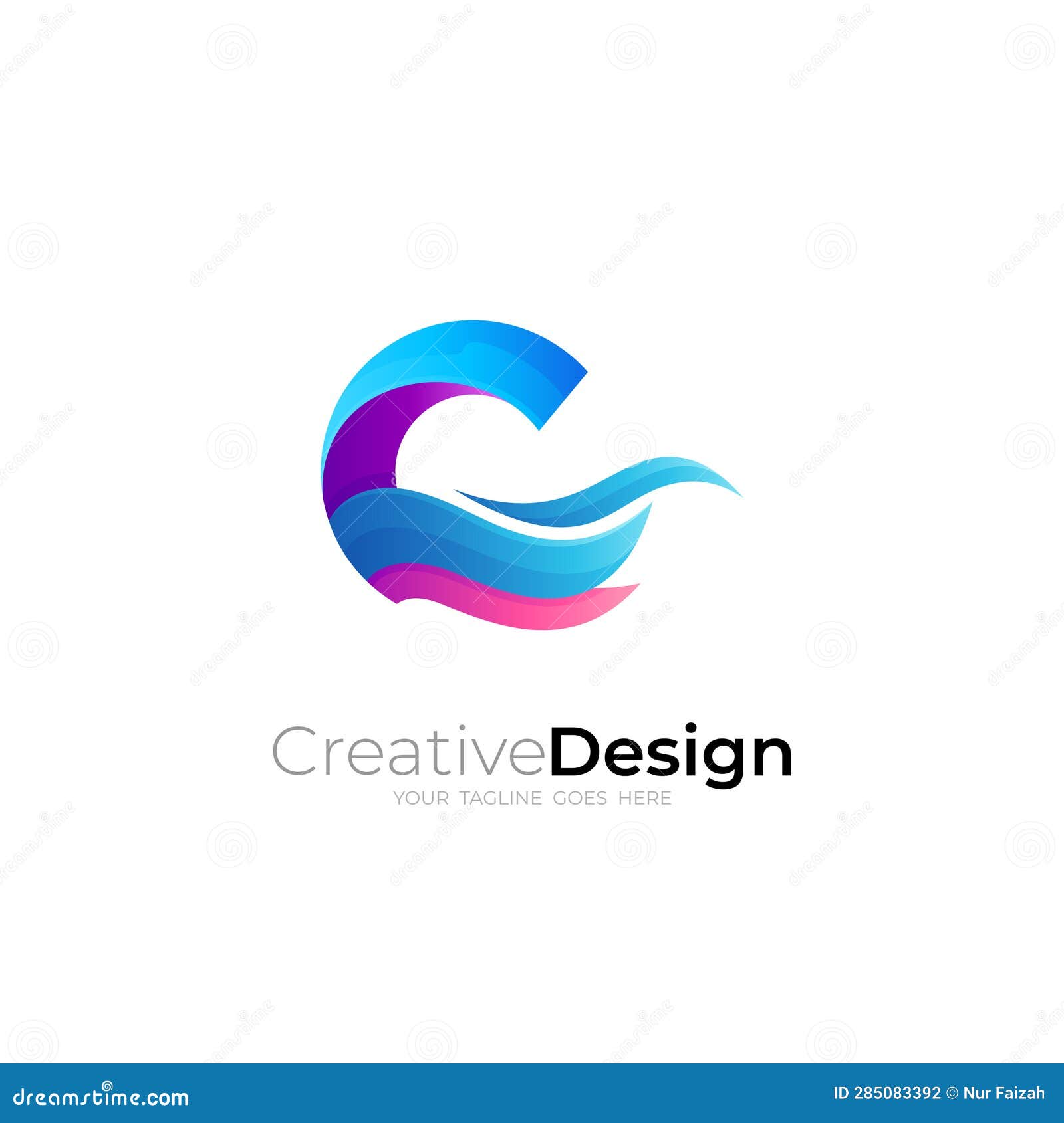 C Logo and Wave Design Template, Sea Logos Stock Vector - Illustration ...