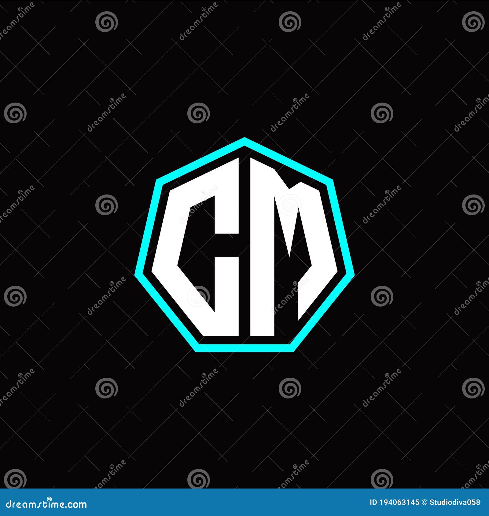 C M Initials Modern Polygon Logo Template Stock Vector - Illustration ...