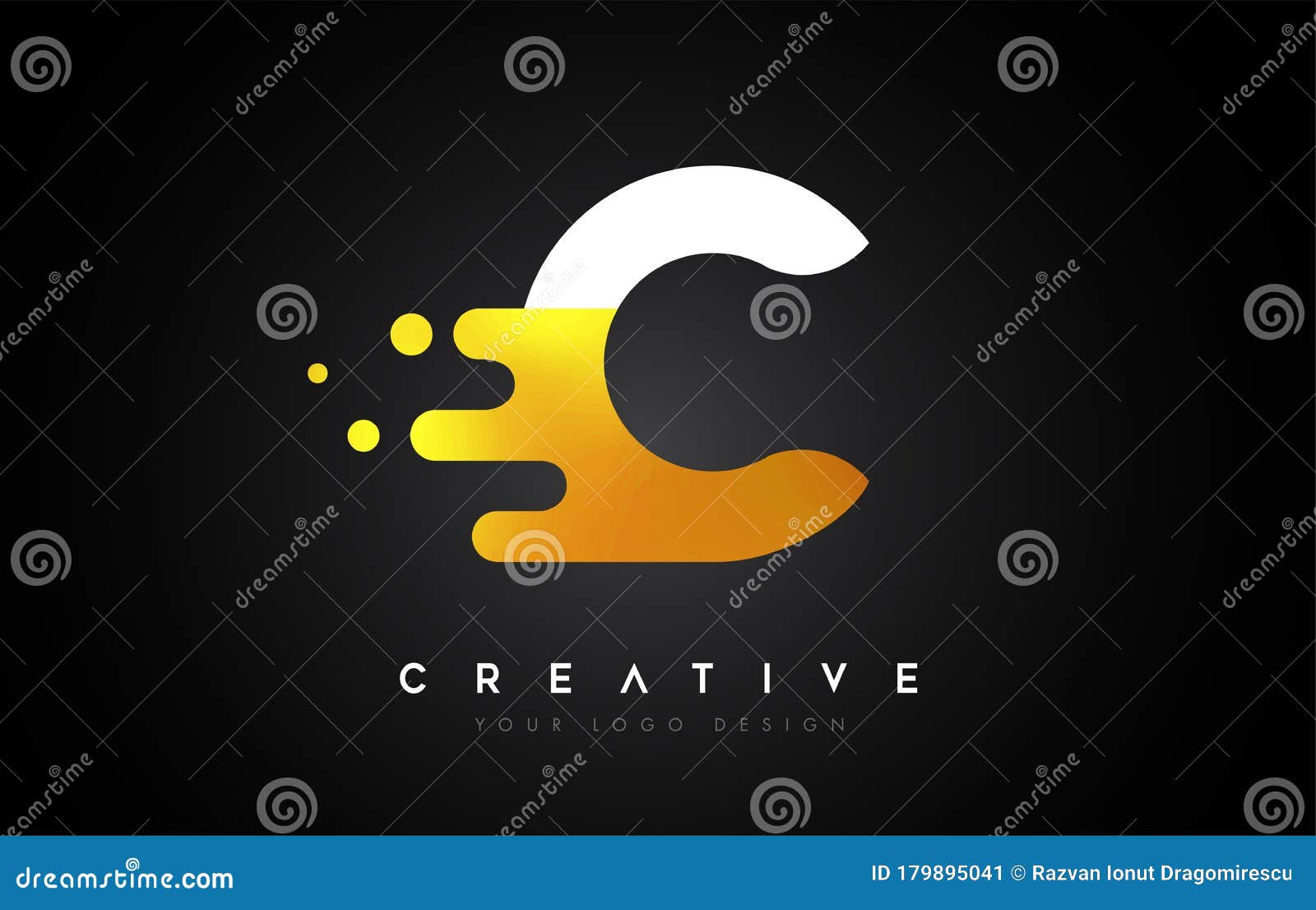 C Melted Golden Letter Logo Design. Creative Golden Fluid Letter Icon ...