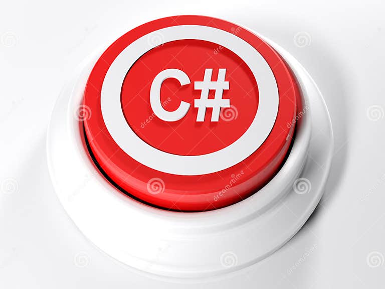 C# Red Circular Push Button - 3D Rendering Stock Illustration ...