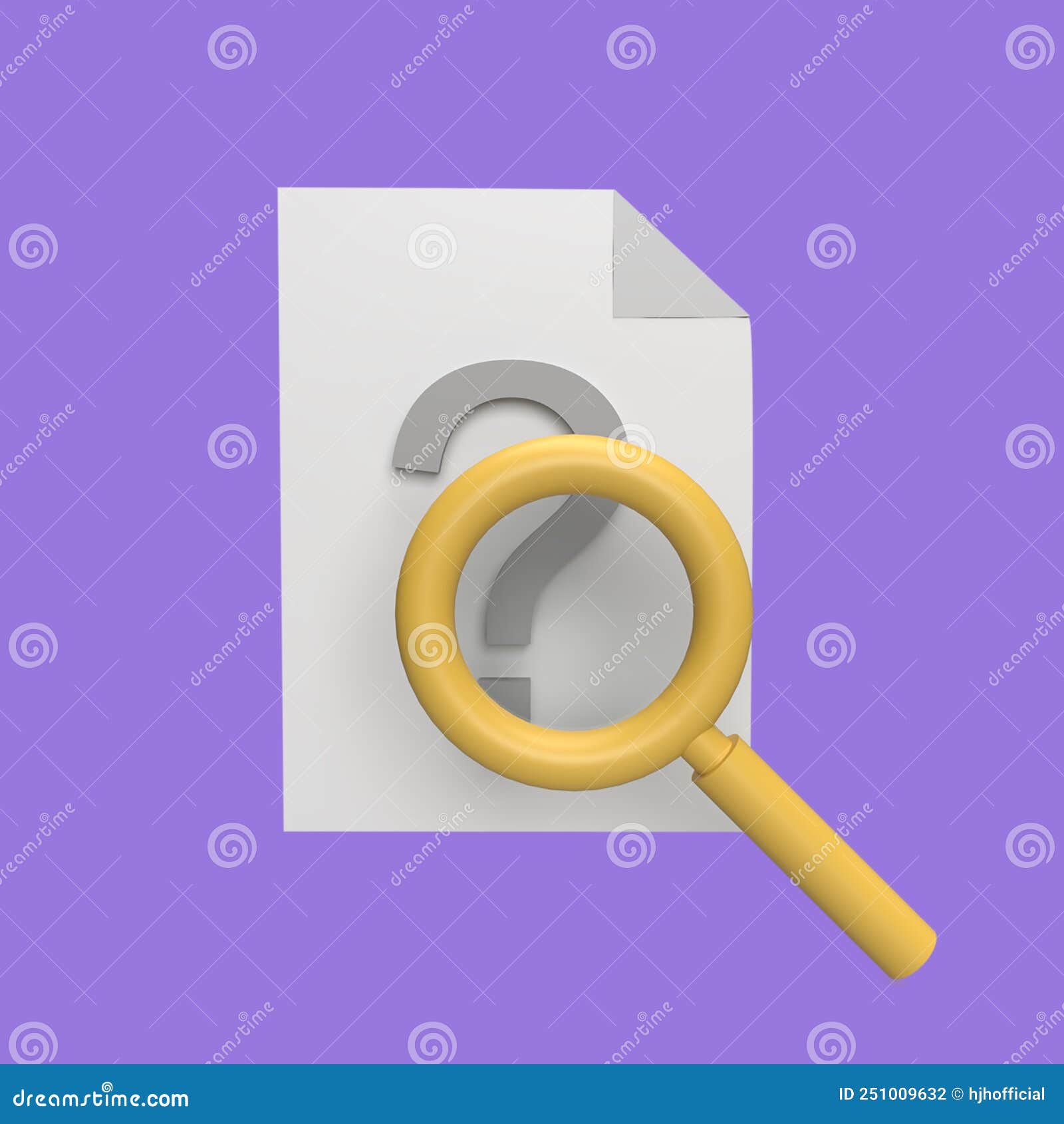 Search Problem Document 3d Icon Model Cartoon Style Concept. Render ...