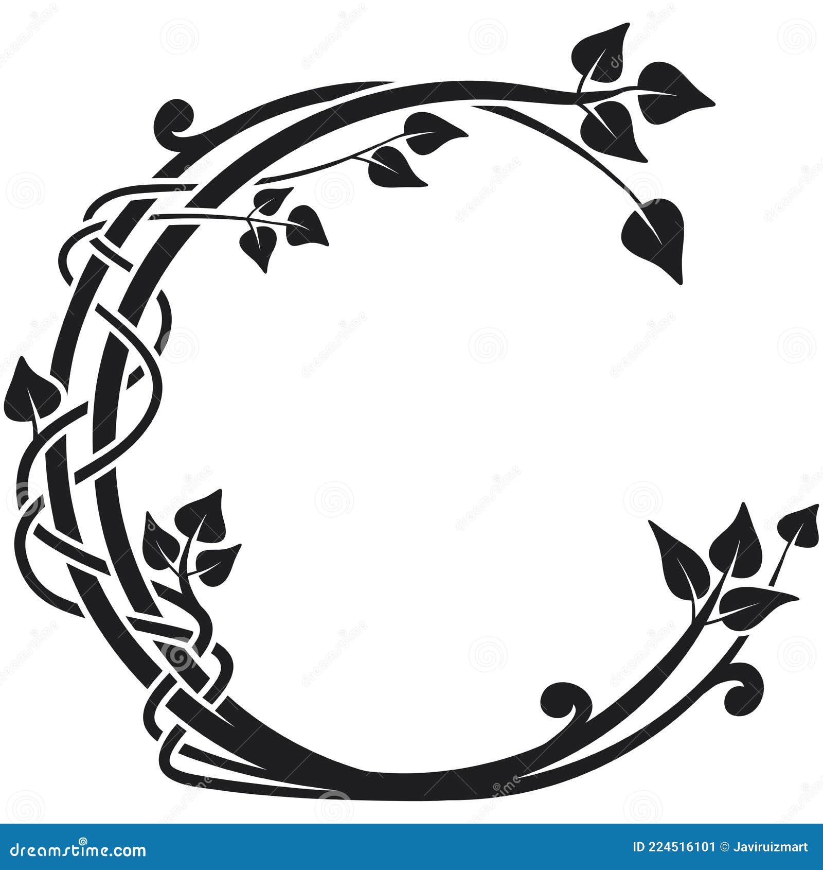 C-shaped Border with Leaves Stock Vector - Illustration of black ...