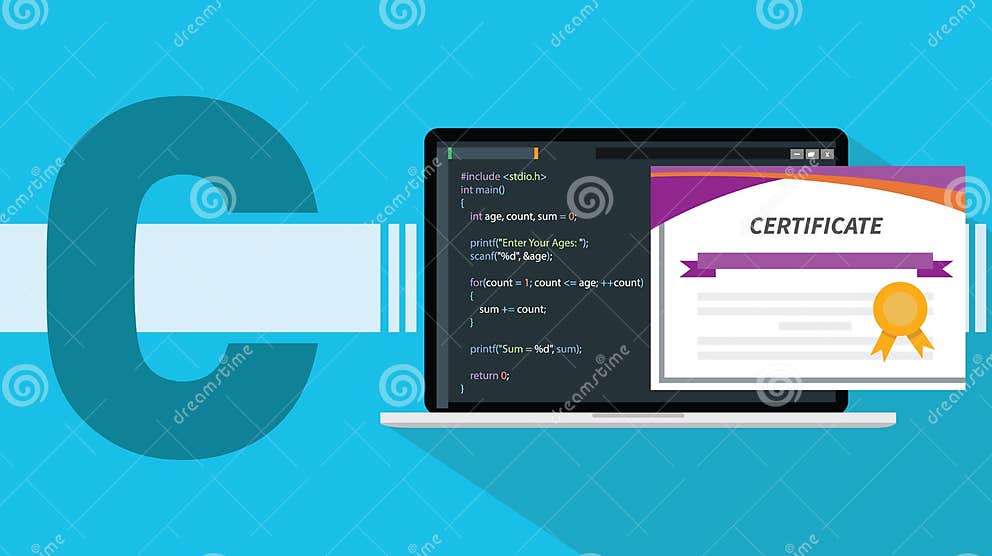 C Sharp Programming Language Certificate with Laptop and Code Script on ...