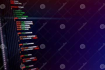C Sharp Programming Language Source Code Example on Monitor. Stock Photo - Image of laptop ...