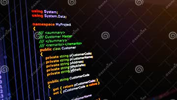 C Sharp Programming Language Source Code Example on Monitor Stock Image ...