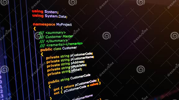 C Sharp Programming Language Source Code Example on Monitor Stock Image ...