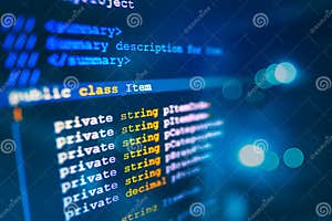 C Sharp Programming Language Source Code Example On Monitor Stock 