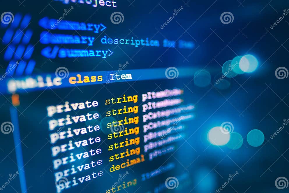 C Sharp Programming Language Source Code Example On Monitor Stock