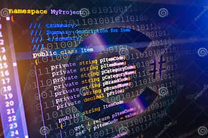 C Sharp Programming Language Source Code Example On Monitor Stock Photo