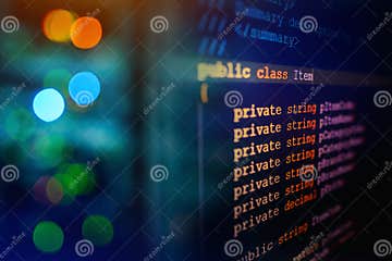 C Sharp Programming Language Source Code Example on Monitor Stock Image - Image of sharp, system ...