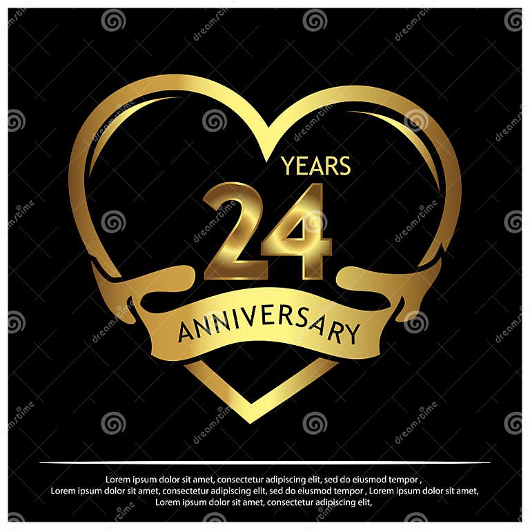 Twenty Four Years Anniversary Golden. Anniversary Template Design for ...