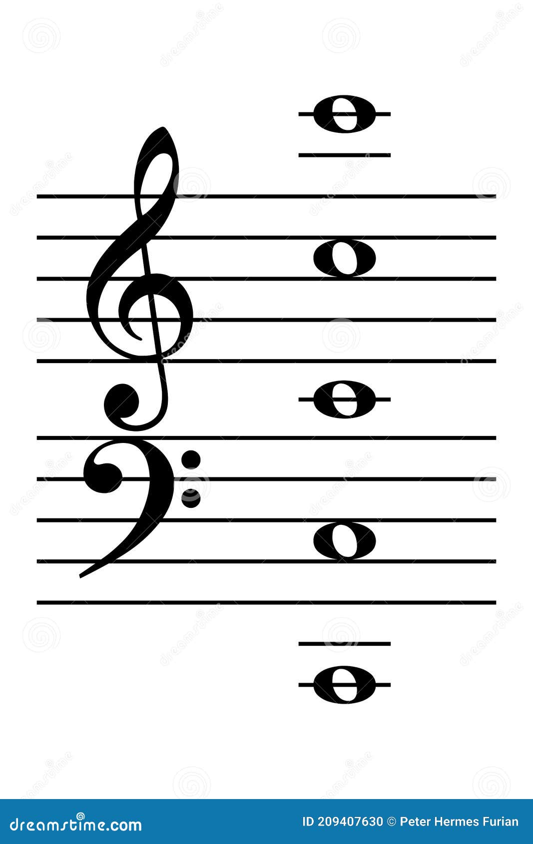 C Tower, Piano Musical Notes, Middle C for Treble Clef and Bass Clef ...