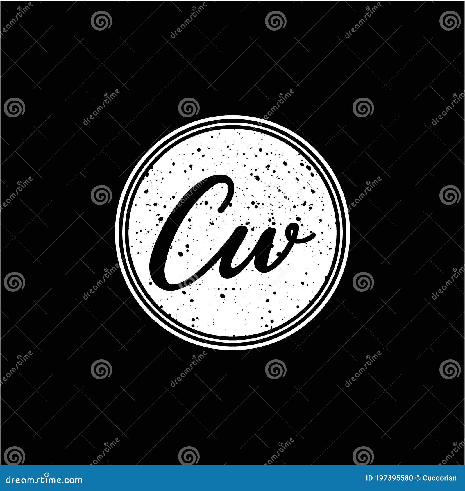 C W Initial Handwriting in Black and White Circle Frame Design Stock ...