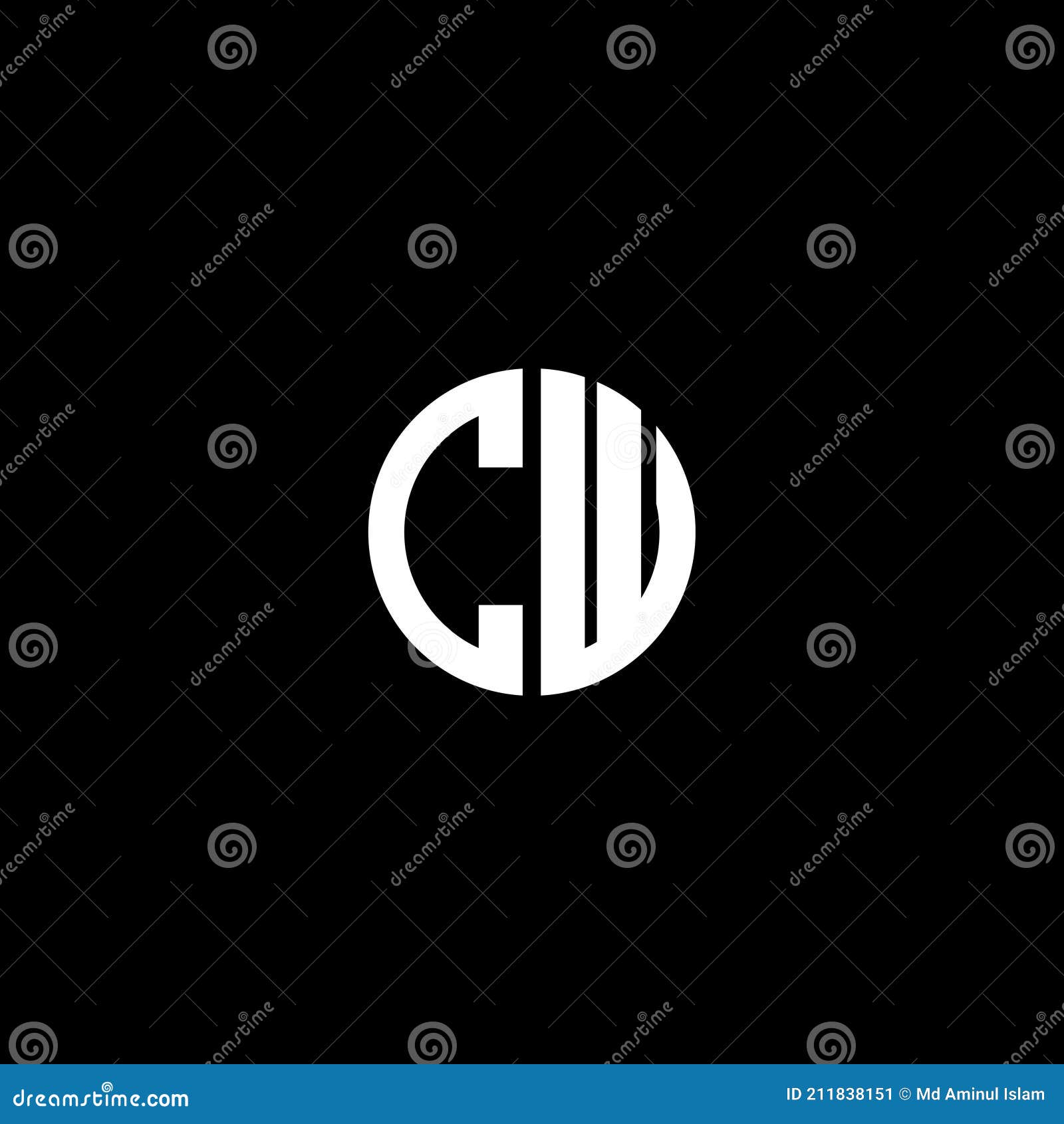 C W Letter Logo Abstract Design on Black Color Background, Cw Stock ...