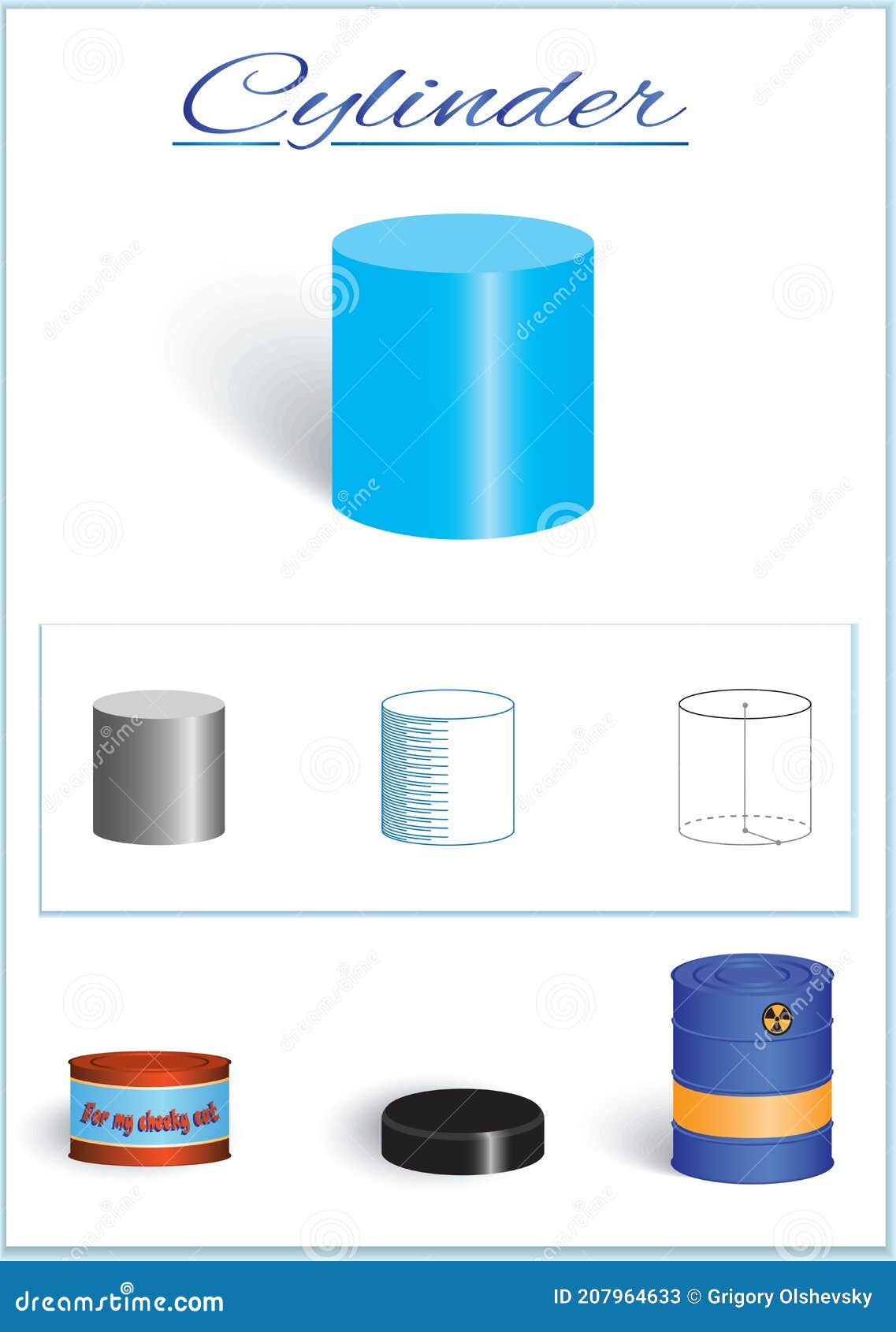 C.ylinder stock vector. Illustration of education, colored - 207964633