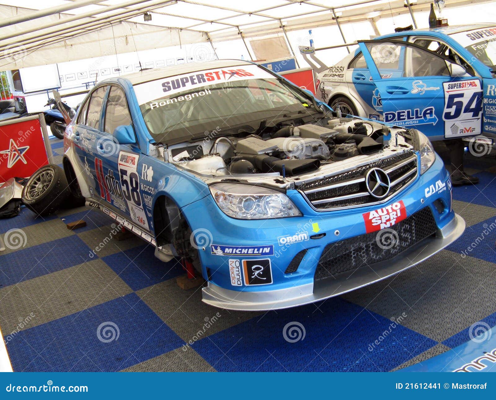 Racing Mercedes C63 AMG on Jacks Editorial Photo - Image of grid ...