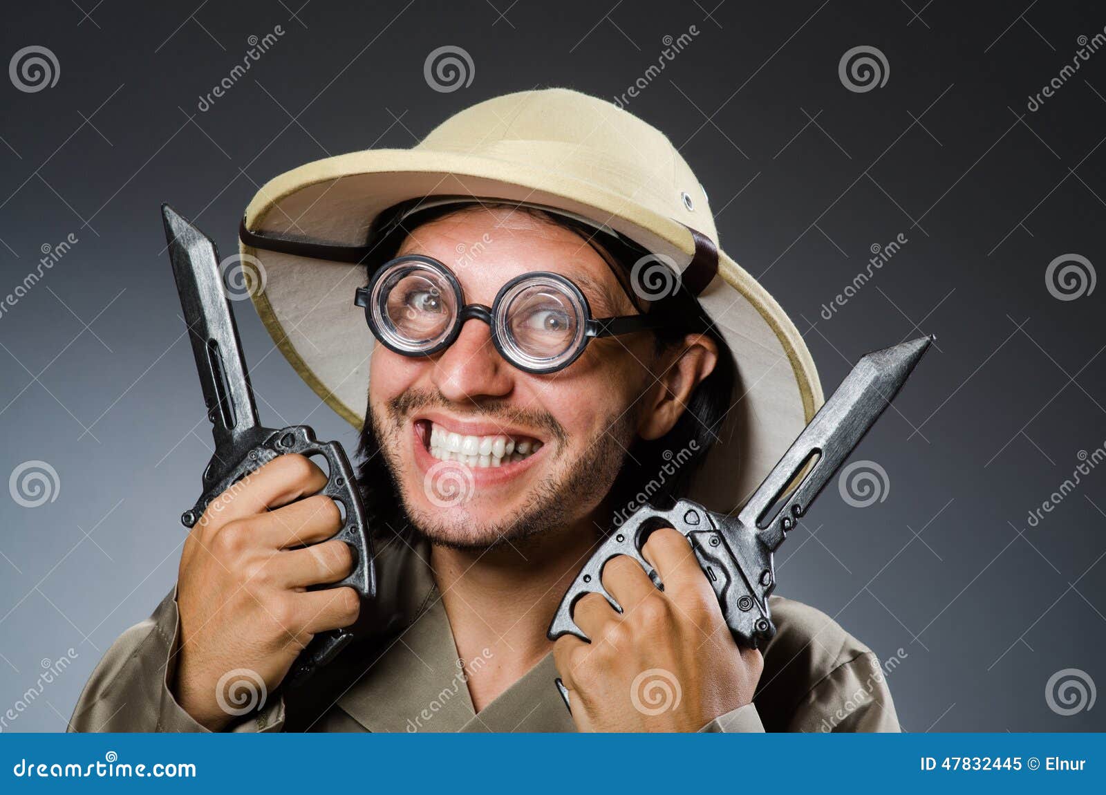 Caçador Engraçado Do Safari Imagem de Stock - Imagem de arma, baioneta ...